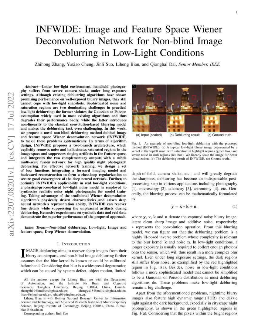 Infwide Image And Feature Space Wiener Deconvolution Network For Non Blind Image Deblurring In