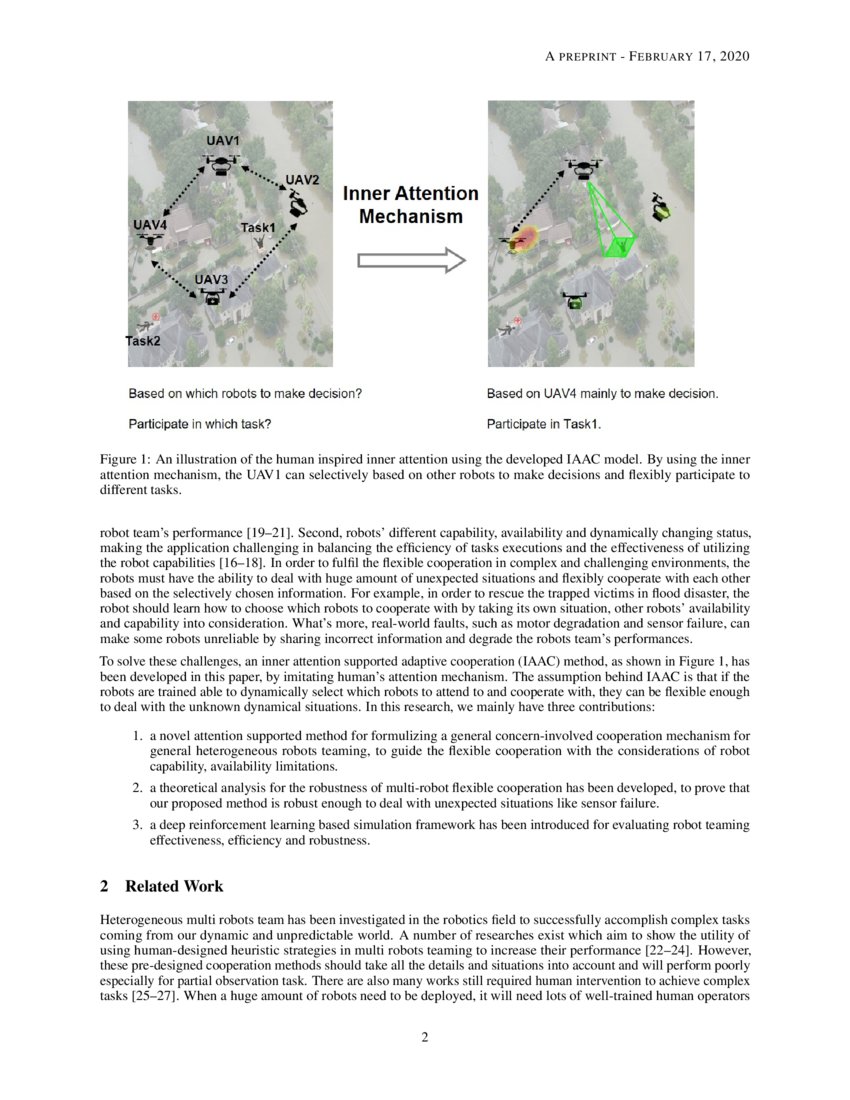 Inner Attention Supported Adaptive Cooperation for Heterogeneous Multi Robots Teaming based on ...