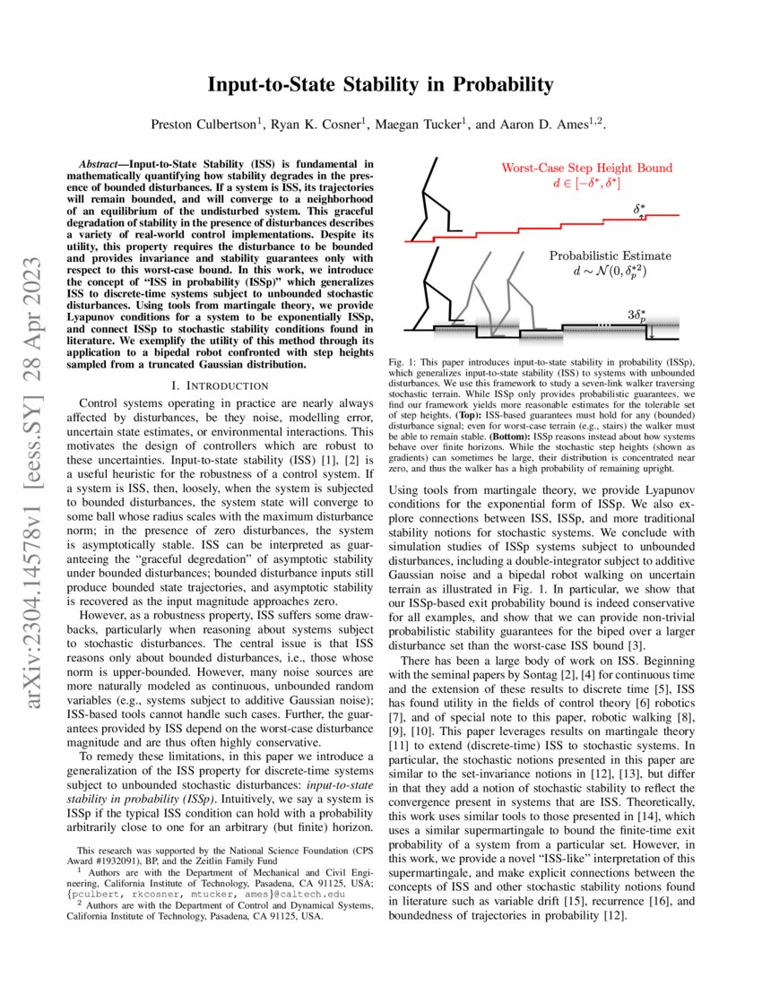 Input-to-State Stability in Probability | DeepAI