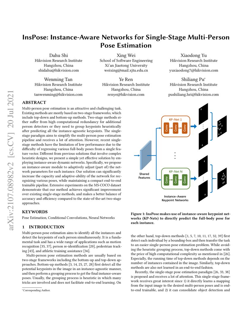 InsPose: Instance-Aware Networks for Single-Stage Multi-Person Pose ... InsPose: Instance-Aware Networks for Single-Stage Multi-Person Pose ...