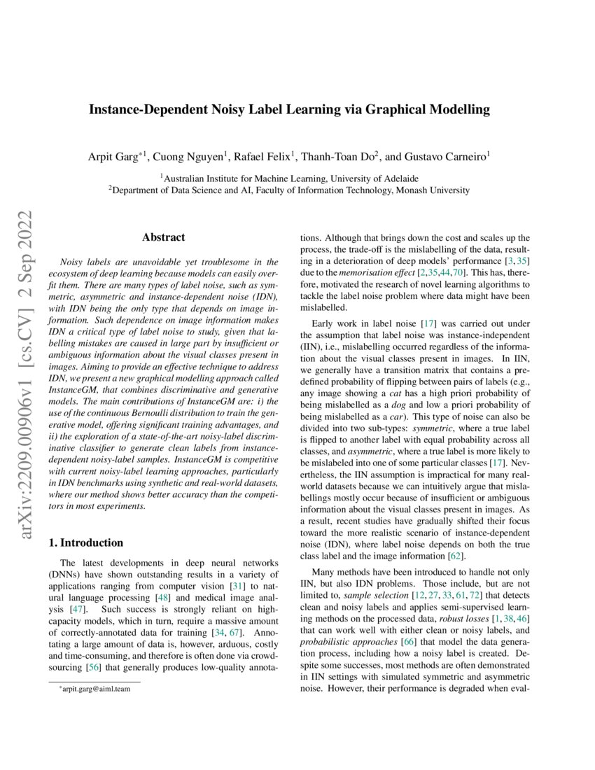 Instance-Dependent Noisy Label Learning via Graphical Modelling | DeepAI