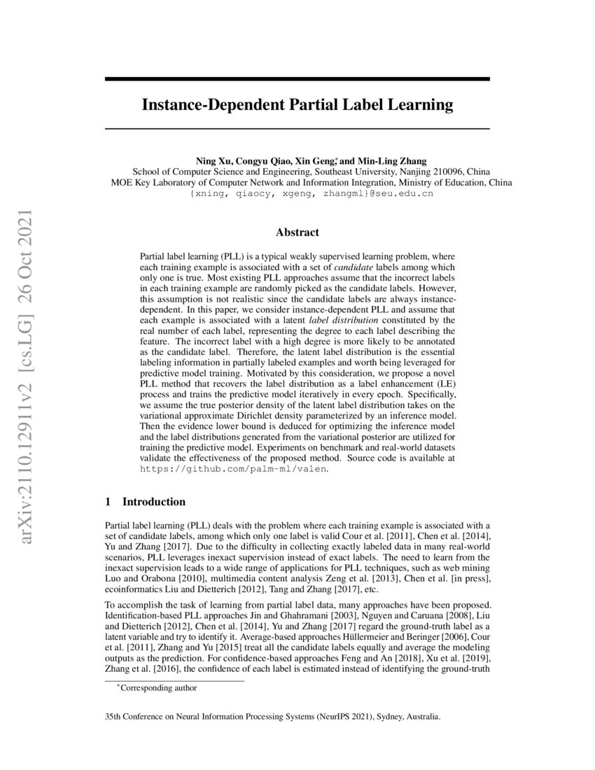 Instance-Dependent Partial Label Learning | DeepAI