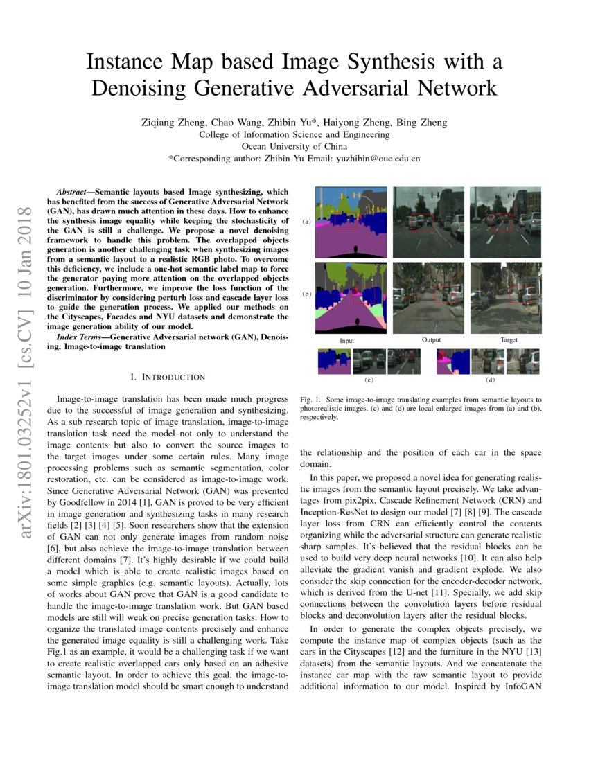 Instance Map based Image Synthesis with a Denoising Generative Adversarial Network | DeepAI