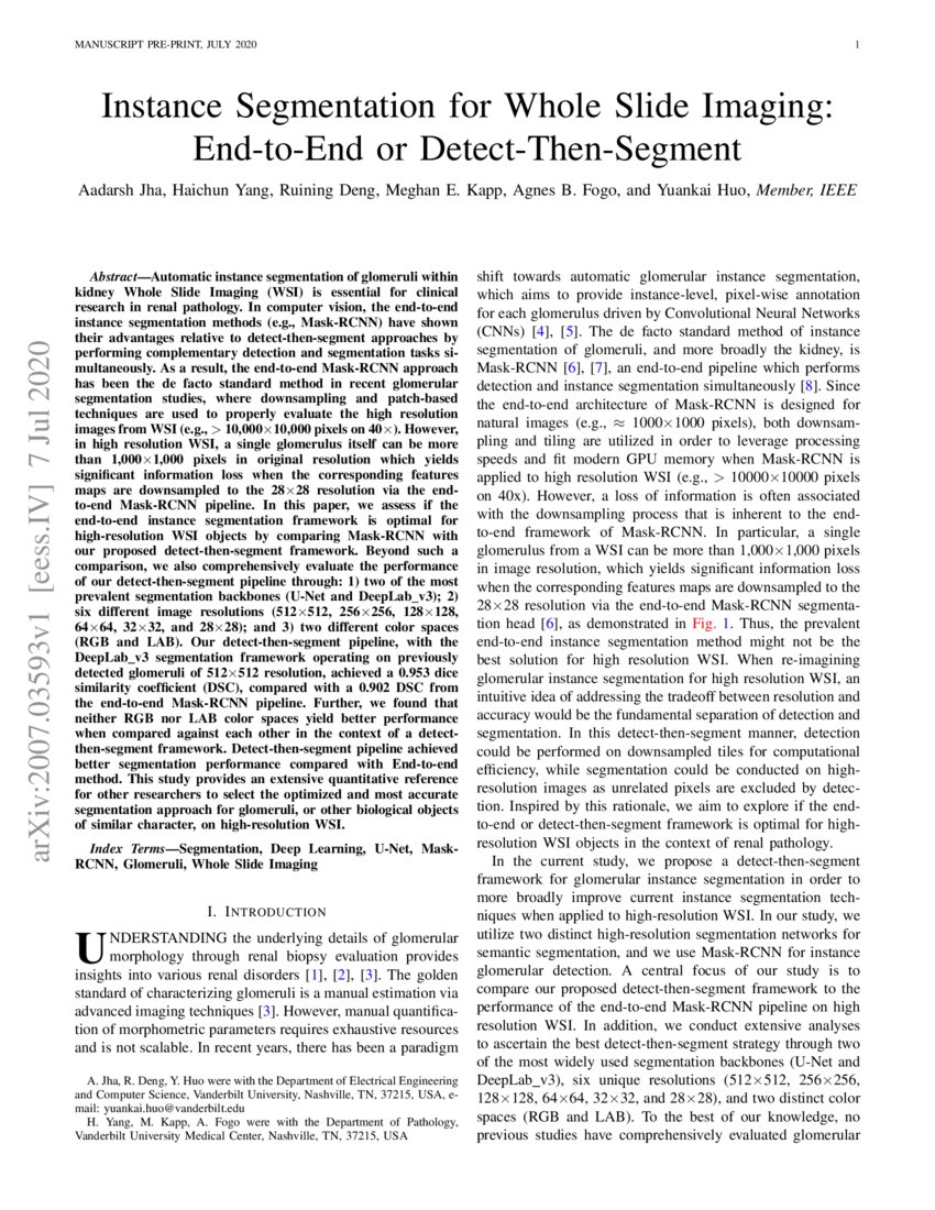 Instance Segmentation for Whole Slide Imaging: End-to-End or Detect-Then-Segment | DeepAI