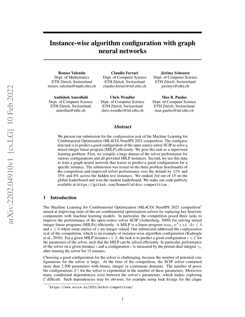 Instance Wise Algorithm Configuration With Graph Neural Networks Deepai 