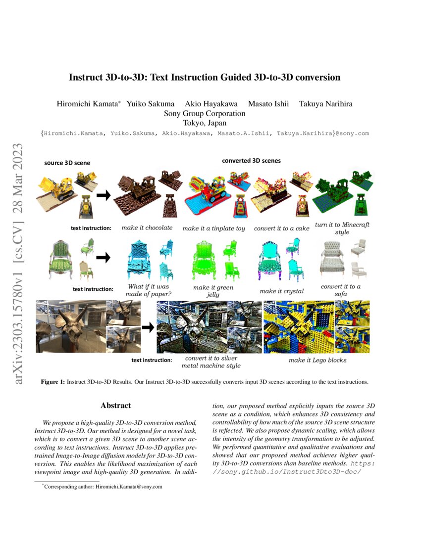 Instruct 3D-to-3D: Text Instruction Guided 3D-to-3D conversion | DeepAI