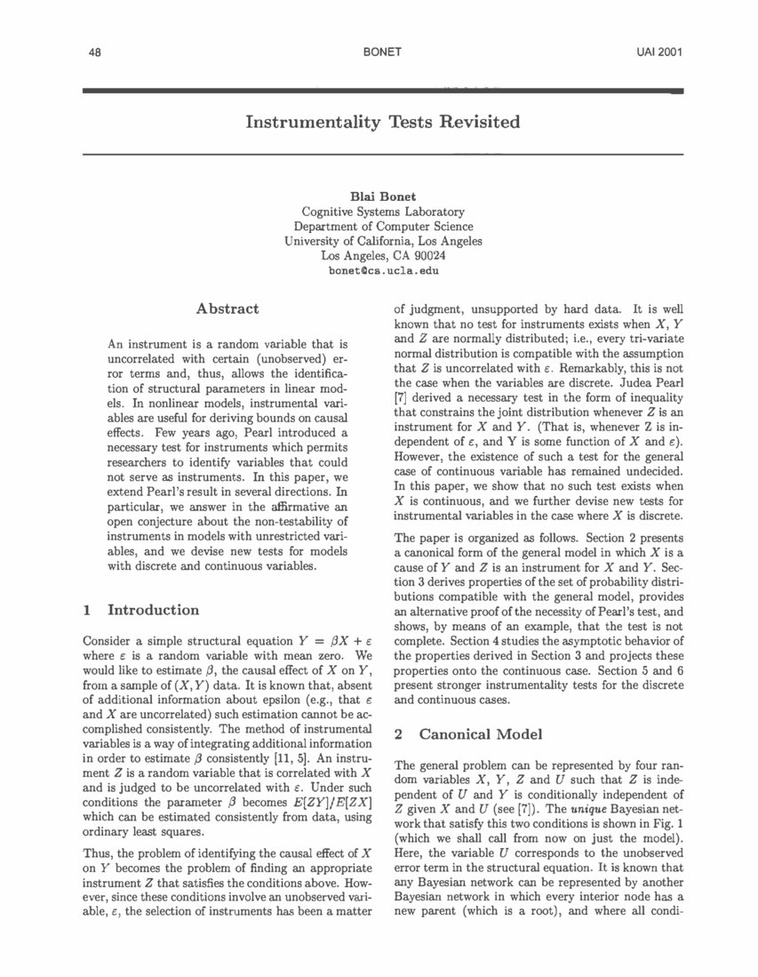 Instrumentality Tests Revisited | DeepAI