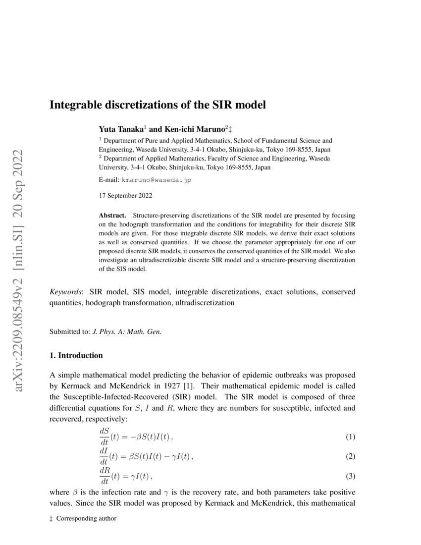 Integrable discretizations of the SIR model | DeepAI