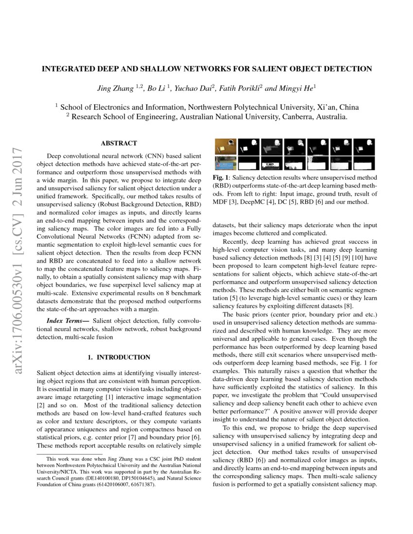 Integrated Deep And Shallow Networks For Salient Object Detection Deepai