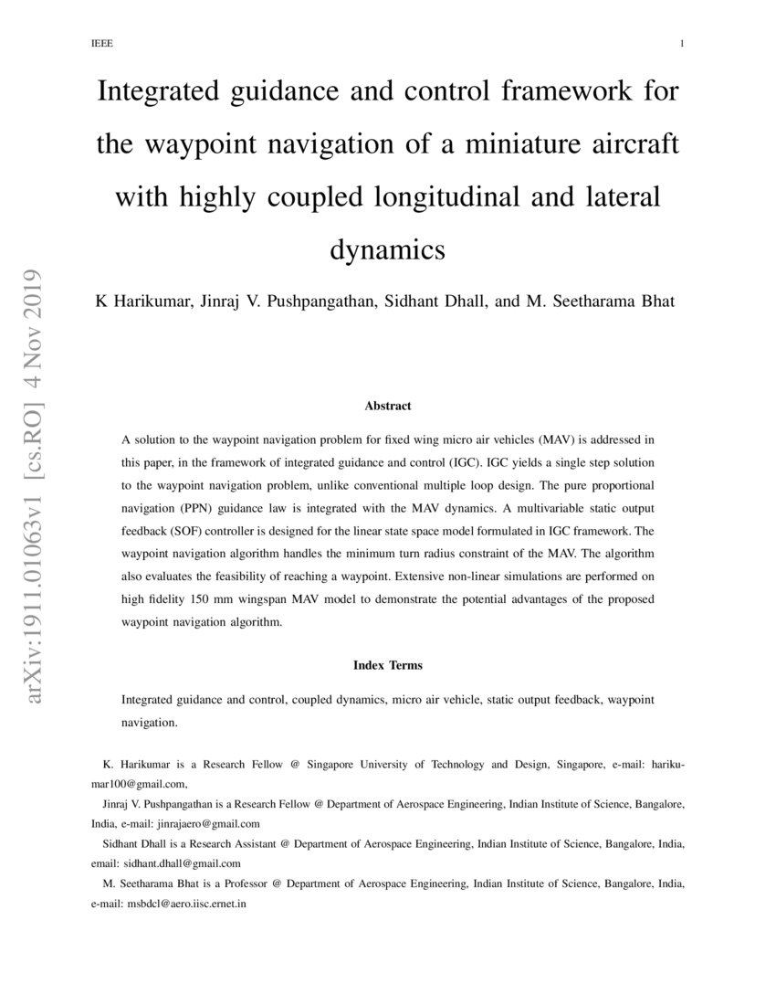 Integrated guidance and control framework for the waypoint navigation ...