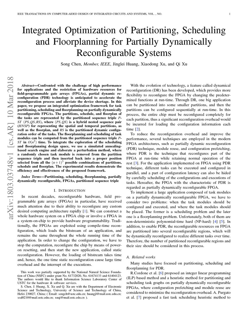 Integrated Optimization Of Partitioning Scheduling And Floorplanning For Partially Dynamically