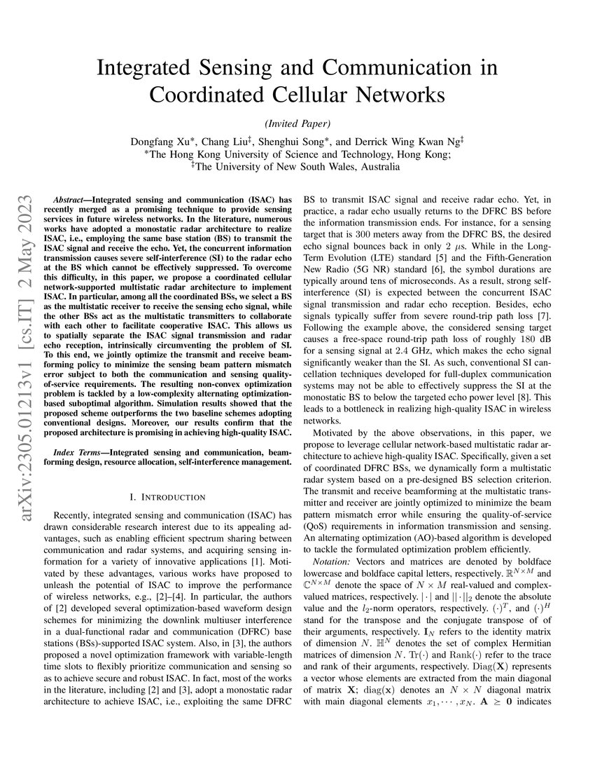 Integrated Sensing And Communication In Coordinated Cellular Networks Deepai
