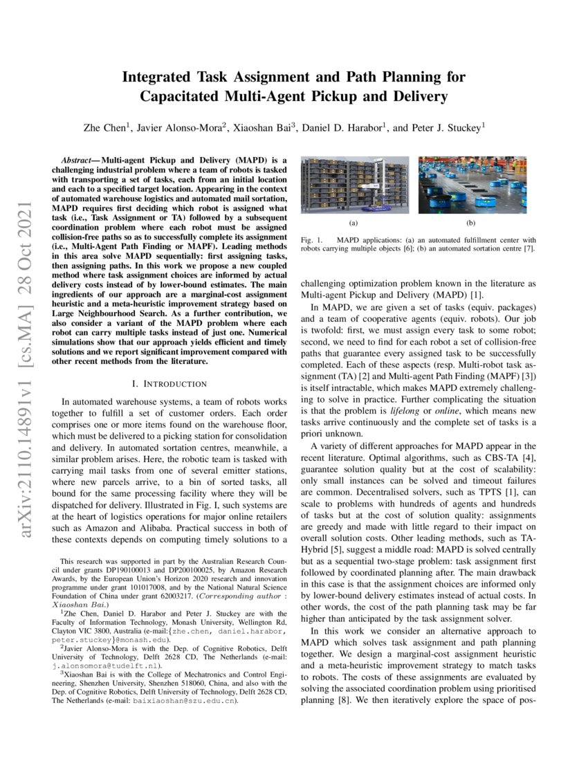 Integrated Task Assignment and Path Planning for Capacitated Multi-Agent Pickup and Delivery ...