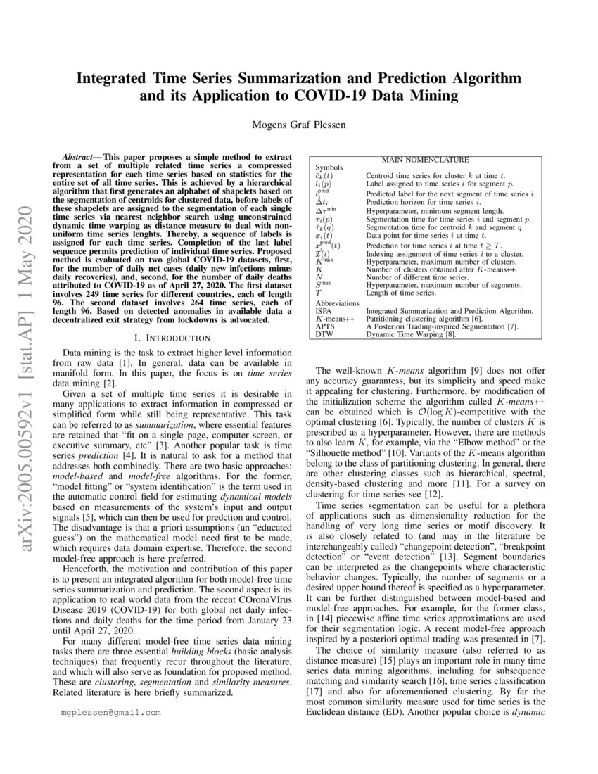 Integrated Time Series Summarization and Prediction Algorithm and its ...