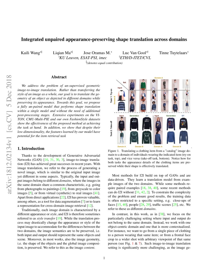 Integrated unpaired appearance-preserving shape translation across ...