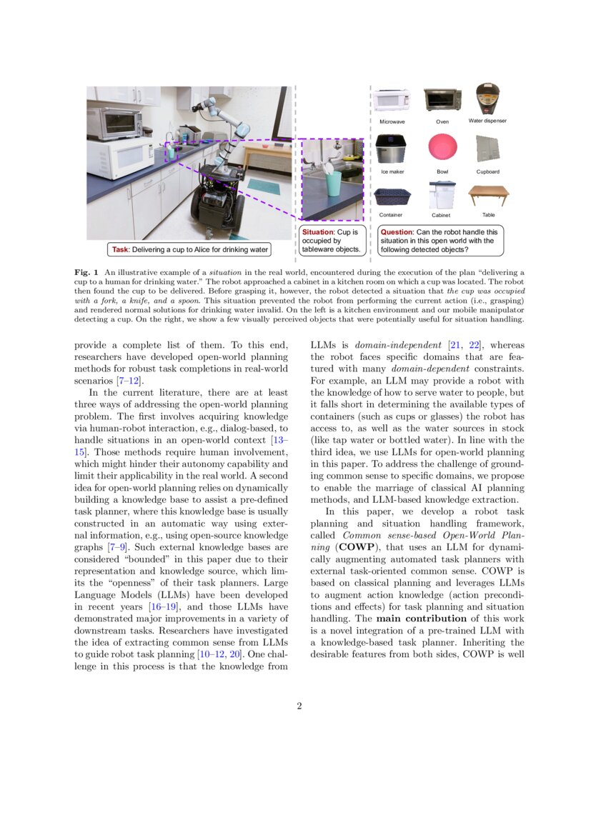 Integrating Action Knowledge and LLMs for Task Planning and Situation Handling in Open Worlds ...