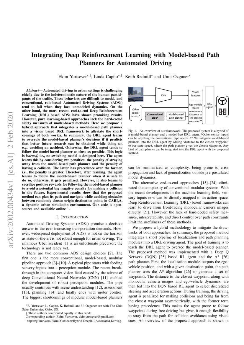 Integrating Deep Reinforcement Learning with Model-based Path Planners ... Integrating Deep Reinforcement Learning with Model-based Path Planners ...