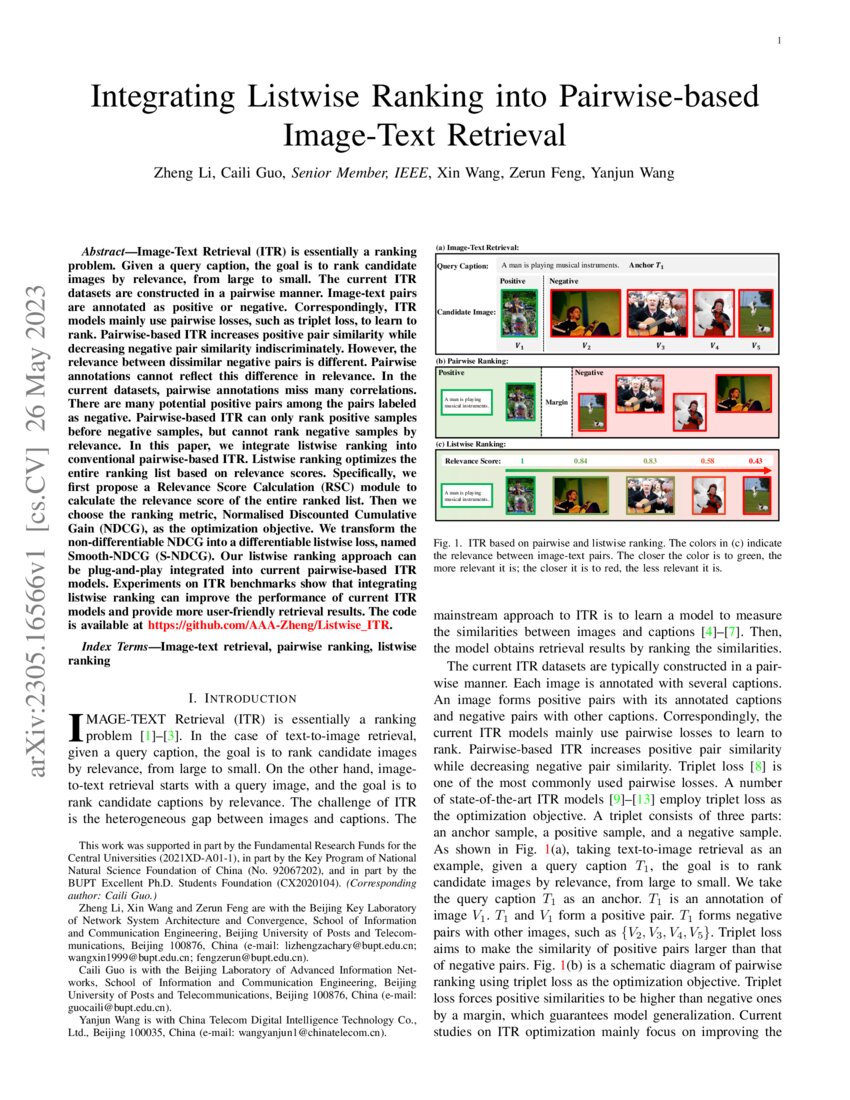 Integrating Listwise Ranking Into Pairwise Based Image Text Retrieval Deepai 