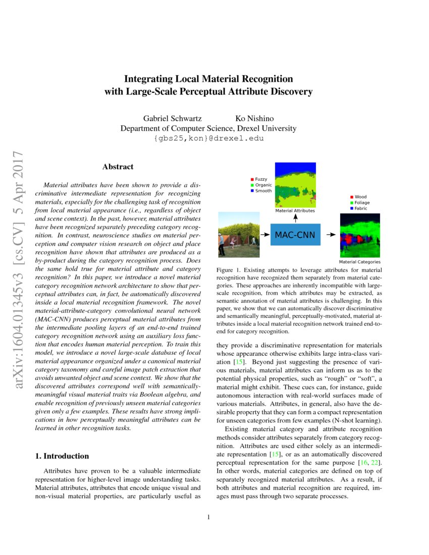 Integrating Local Material Recognition With Large Scale Perceptual