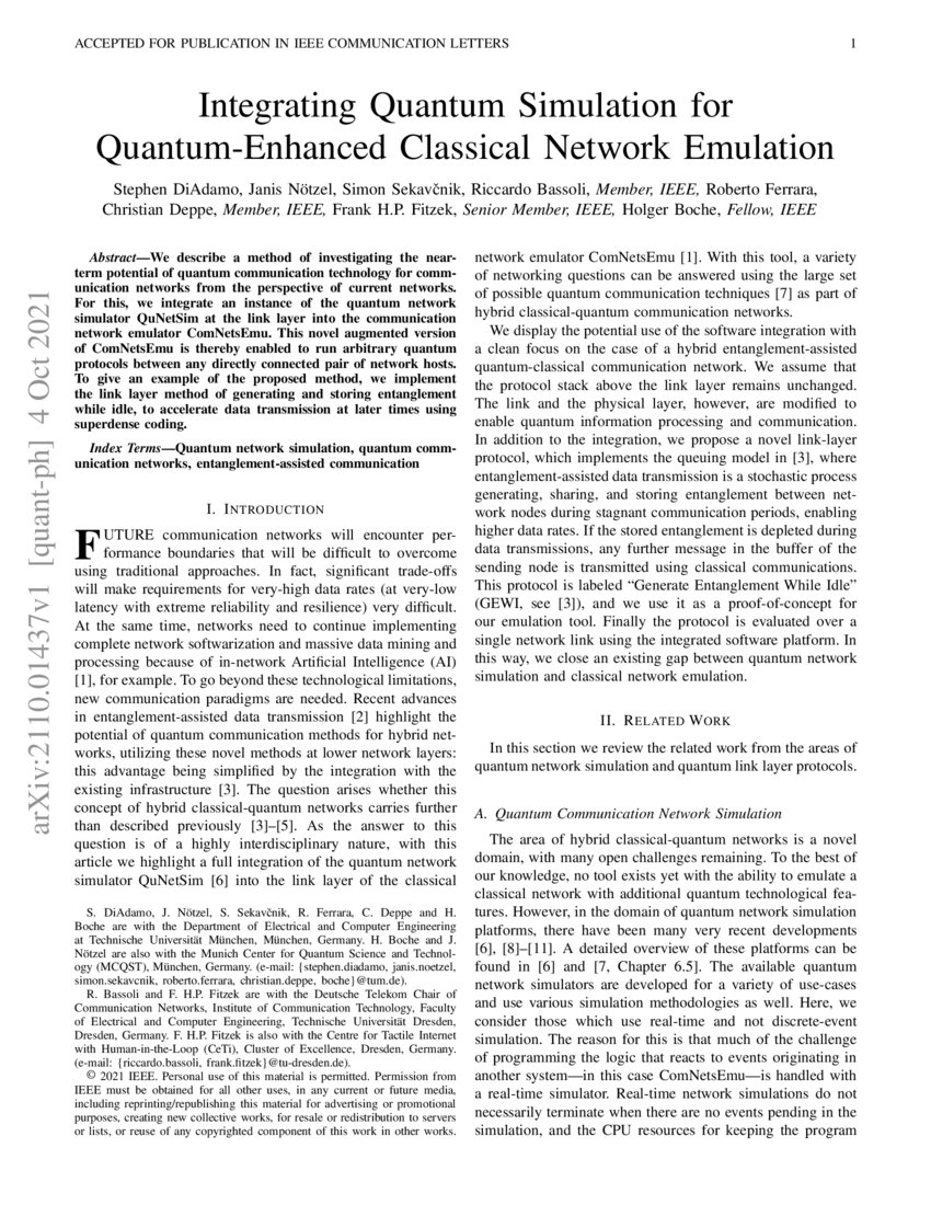 Integrating Quantum Simulation For Quantum Enhanced Classical Network Emulation Deepai