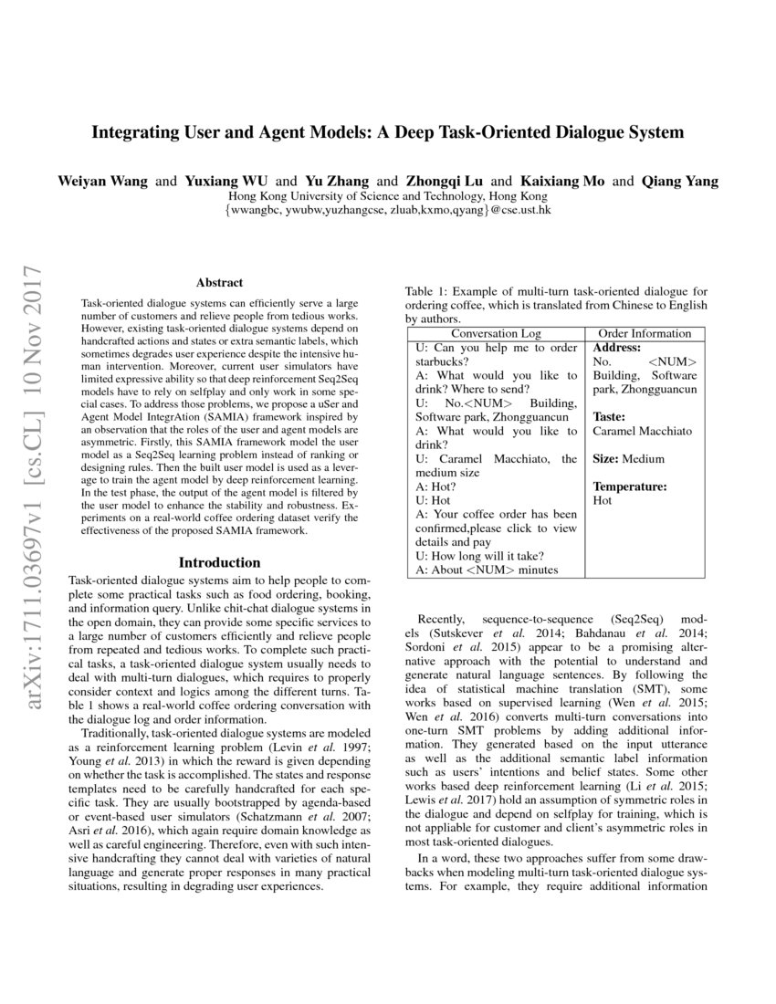 Integrating User And Agent Models A Deep Task Oriented Dialogue System Deepai 1184