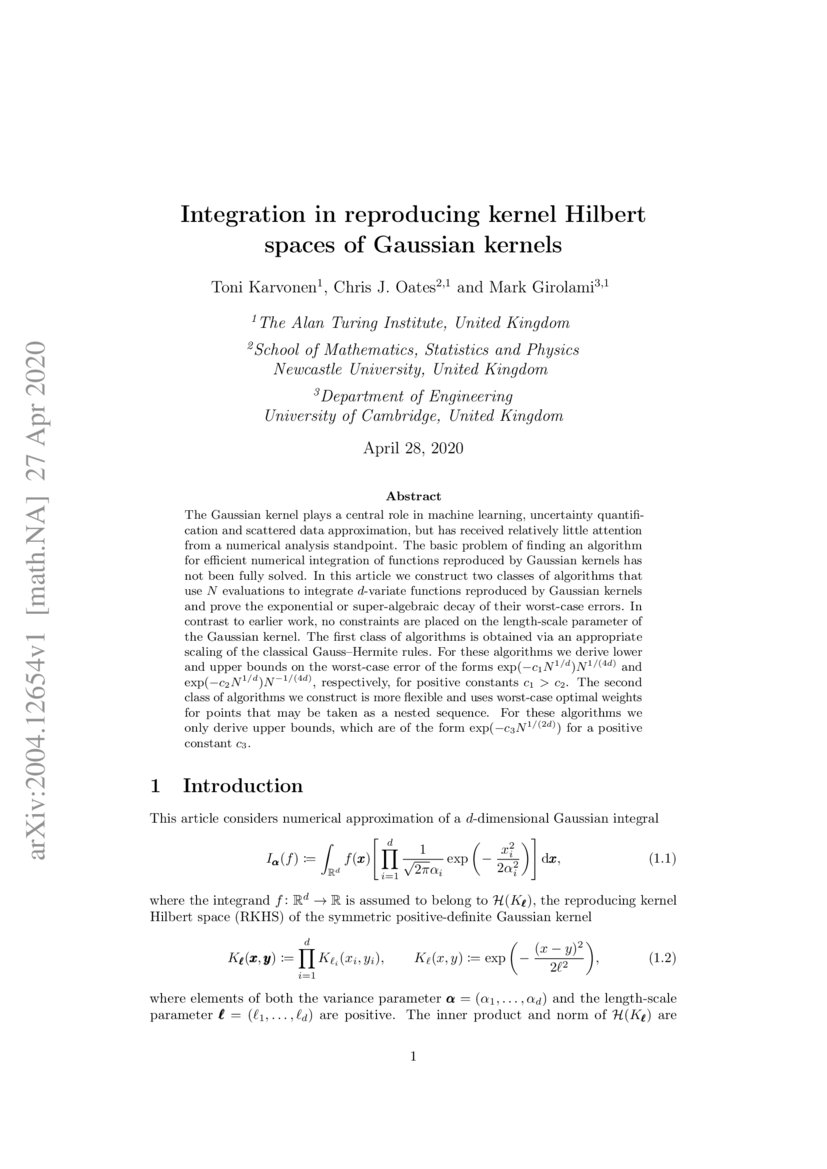 Integration In Reproducing Kernel Hilbert Spaces Of Gaussian Kernels Deepai