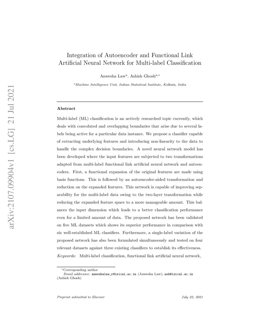 Integration Of Autoencoder And Functional Link Artificial Neural