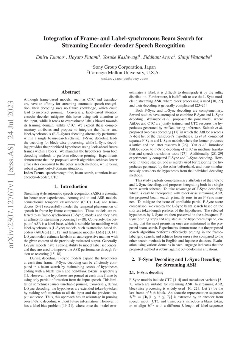 Integration Of Frame And Label Synchronous Beam Search For Streaming Encoder Decoder Speech