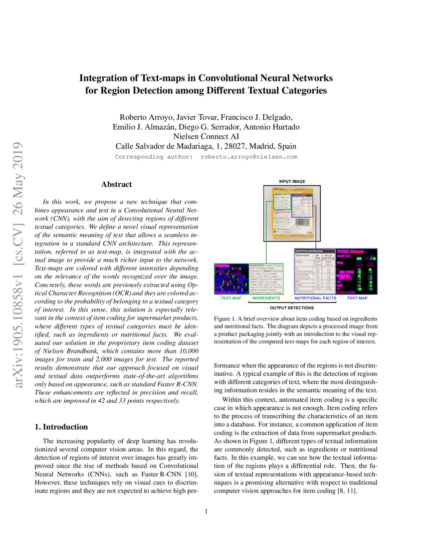 Integration Of Text Maps In Convolutional Neural Networks For Region Detection Among Different