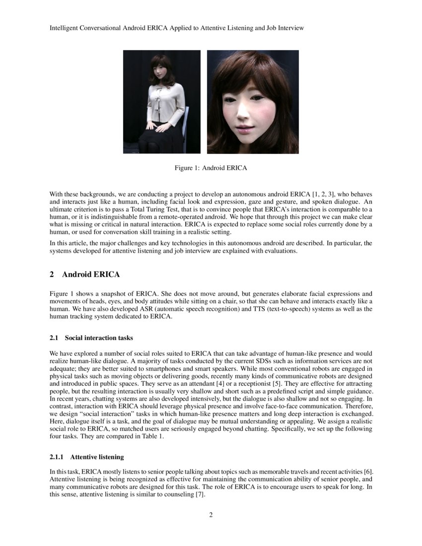 Intelligent Conversational Android ERICA Applied to Attentive Listening ...