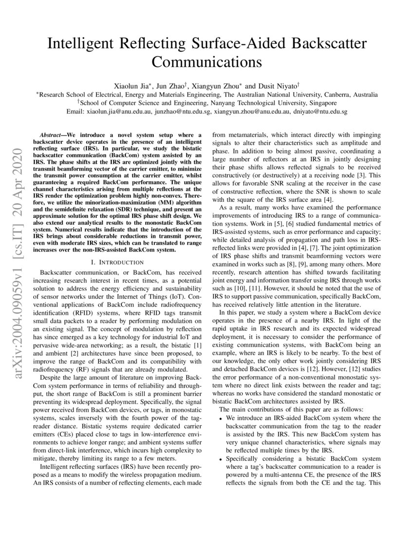 Intelligent Reflecting Surface-Aided Backscatter Communications | DeepAI