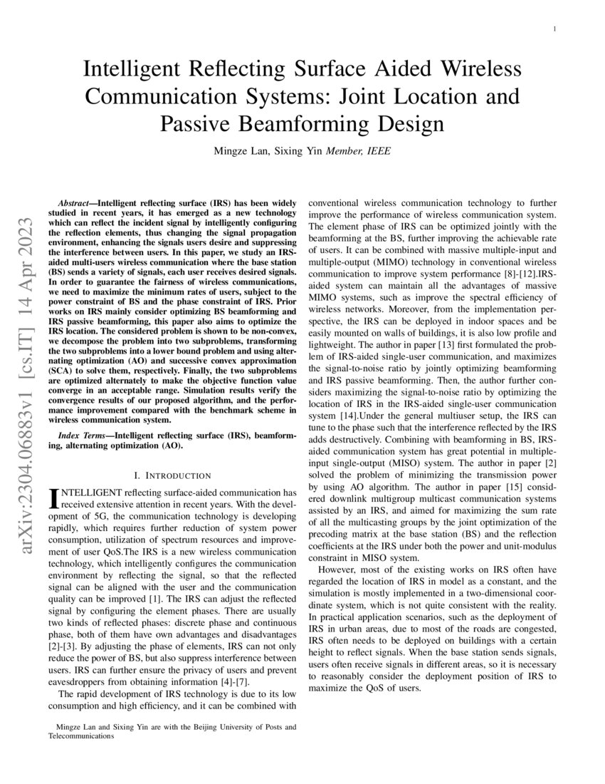 Intelligent Reflecting Surface Aided Wireless Communication Systems Joint Location And Passive