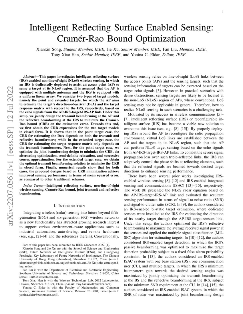 Intelligent Reflecting Surface Enabled Sensing Cramér Rao Bound