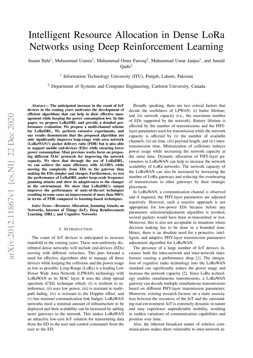 Intelligent Resource Allocation In Dense Lora Networks Using Deep 5135