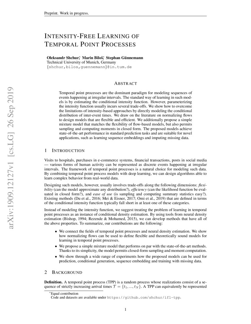Intensity-Free Learning of Temporal Point Processes | DeepAI