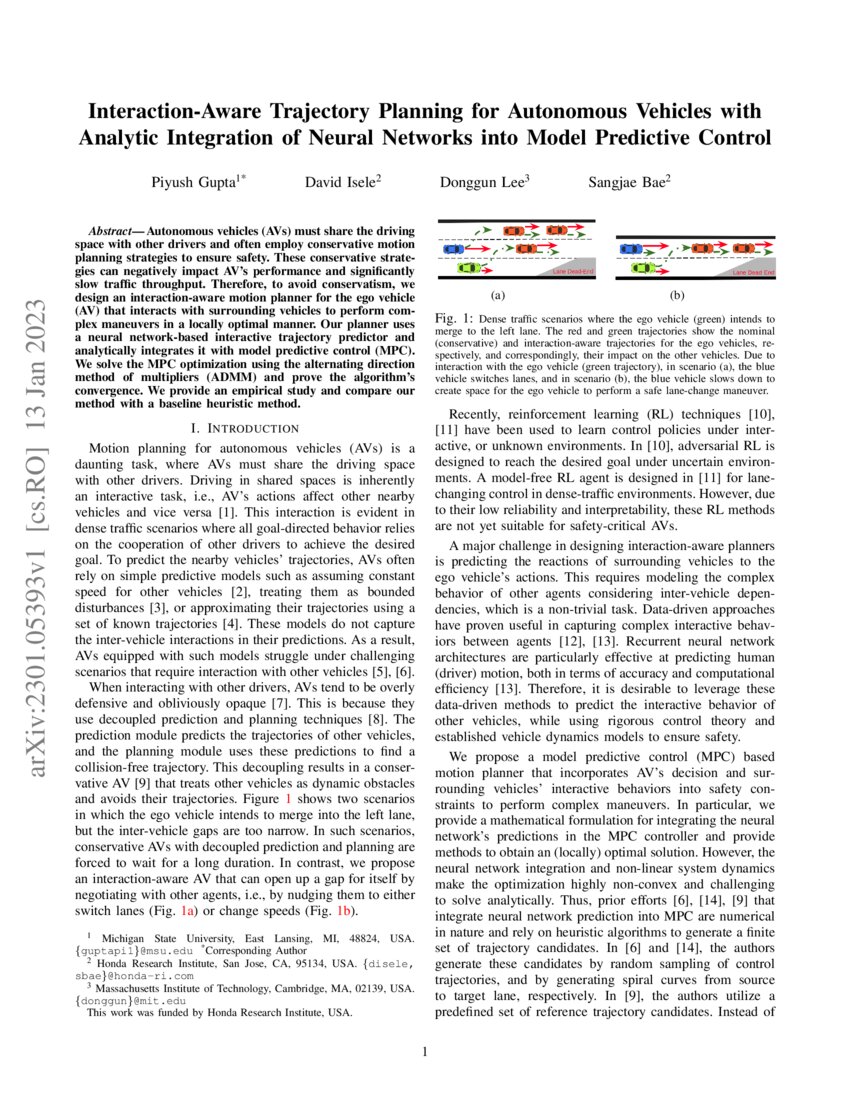 Interaction Aware Trajectory Planning For Autonomous Vehicles With Analytic Integration Of