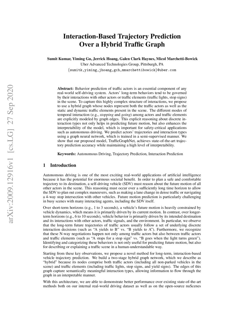 Interaction-Based Trajectory Prediction Over a Hybrid Traffic Graph ...