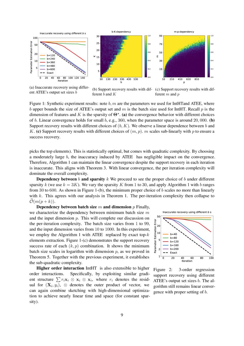 Interaction Hard Thresholding: Consistent Sparse Quadratic Regression in Sub-quadratic Time and ...