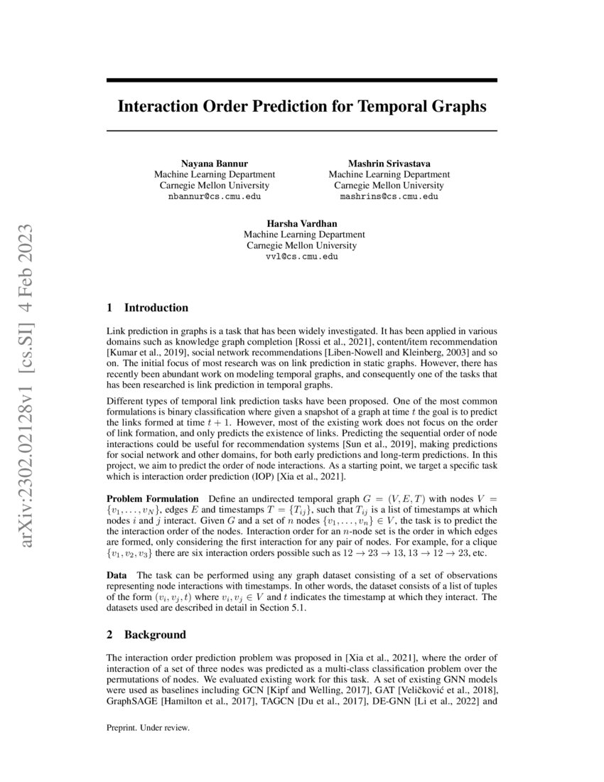 Interaction Order Prediction For Temporal Graphs Deepai
