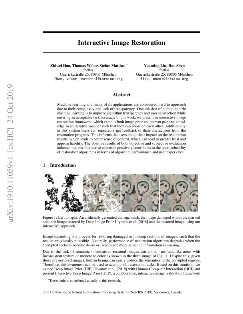 Interactive Image Restoration | DeepAI
