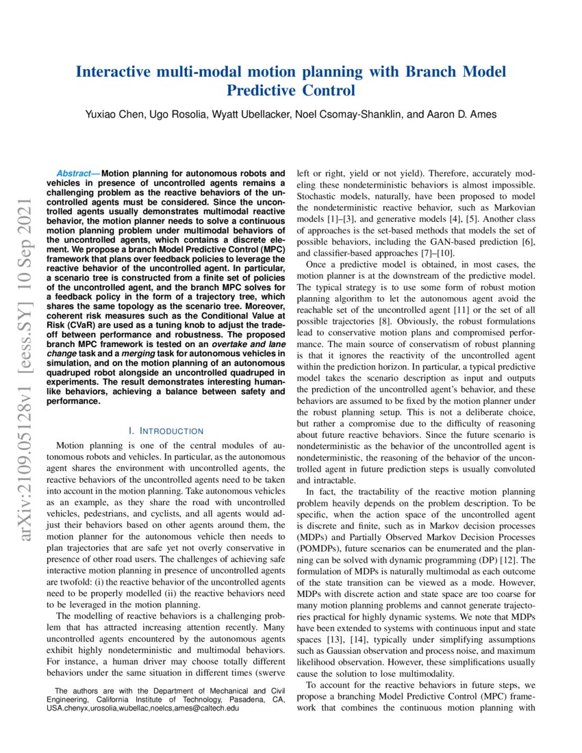 Interactive multi-modal motion planning with Branch Model Predictive ...