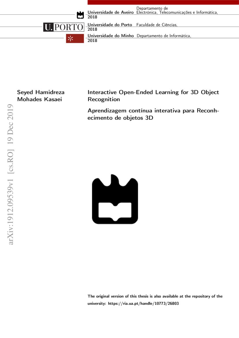 Interactive Open Ended Learning For 3d Object Recognition Deepai