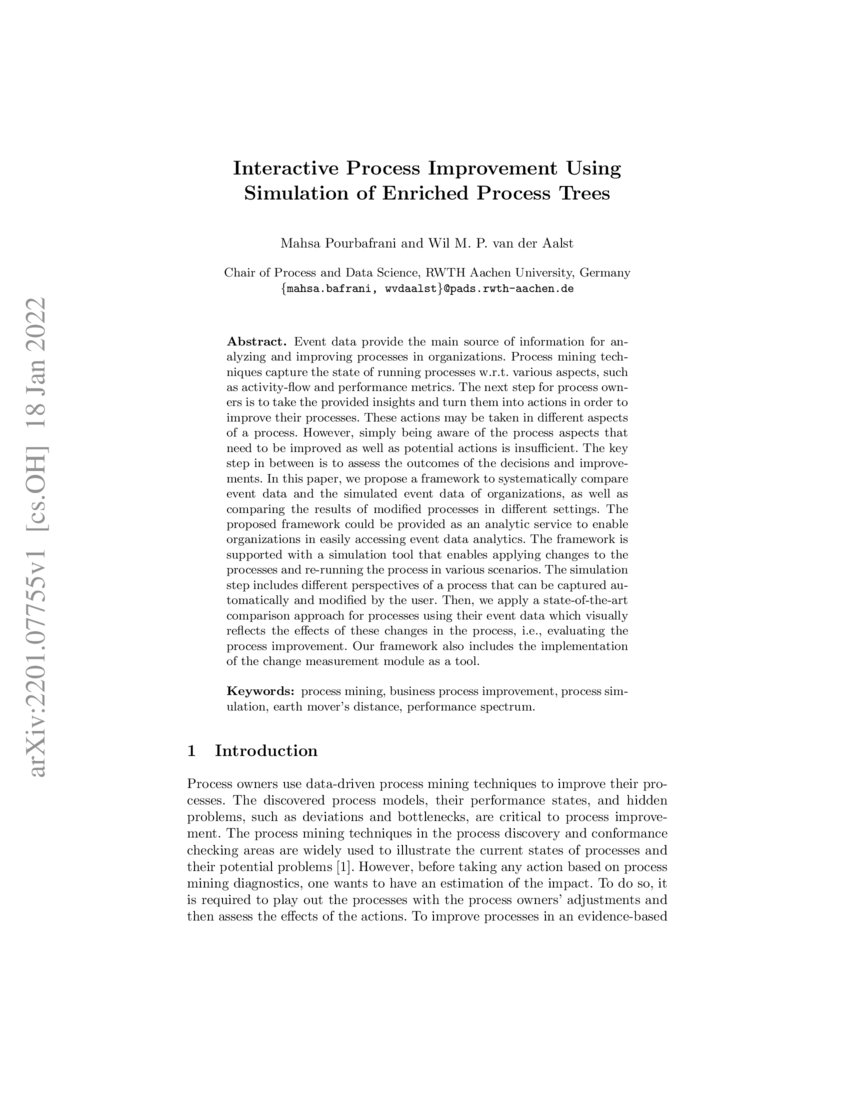 Interactive Process Improvement Using Simulation Of Enriched Process Trees Deepai