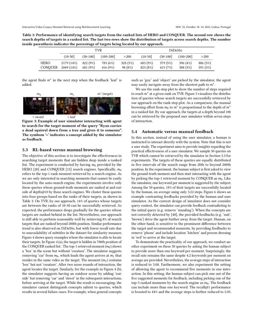Interactive Video Corpus Moment Retrieval Using Reinforcement Learning