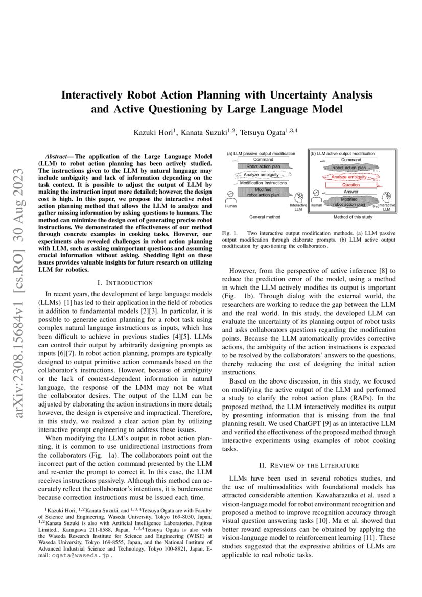 Interactively Robot Action Planning with Uncertainty Analysis and Active Questioning by Large ...