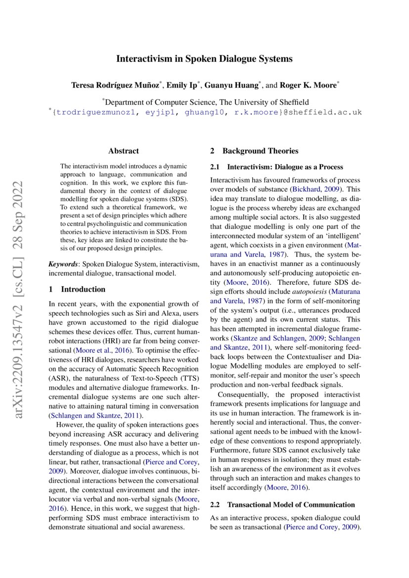 Interactivism In Spoken Dialogue Systems Deepai