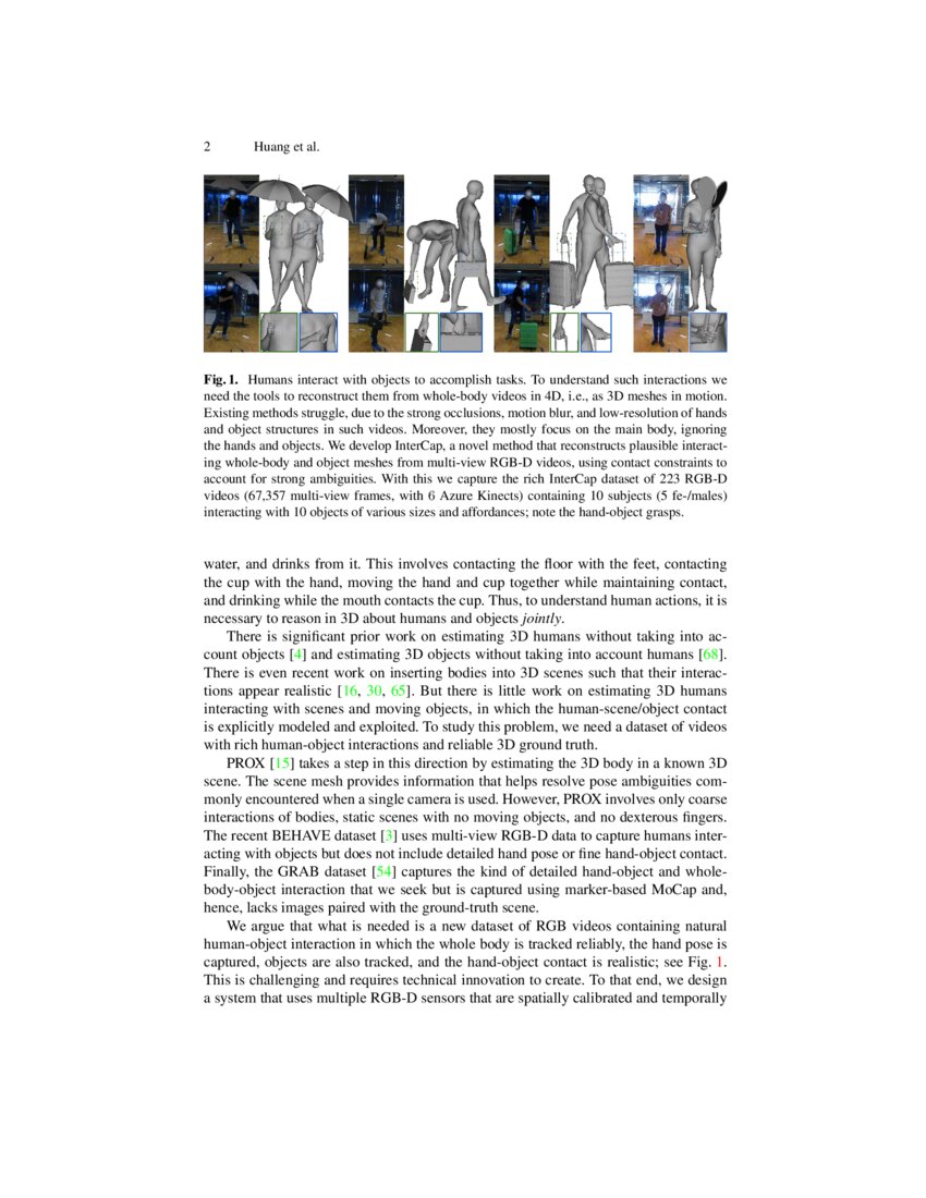 Intercap Joint Markerless 3d Tracking Of Humans And Objects In