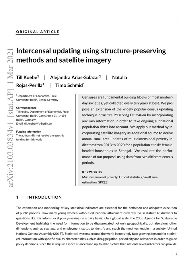Intercensal Updating Using Structure Preserving Methods And Satellite Imagery Deepai