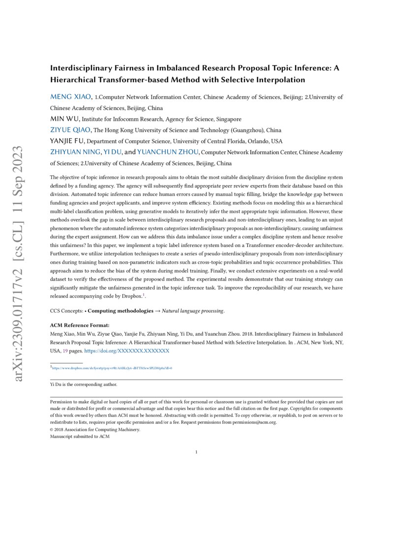 Interdisciplinary Fairness in Imbalanced Research Proposal Topic ... Interdisciplinary Fairness in Imbalanced Research Proposal Topic ...