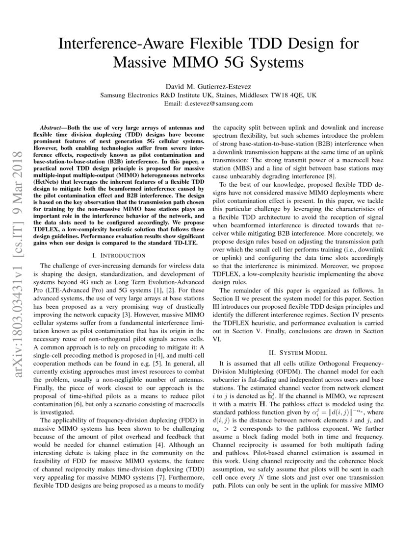 Interference-Aware Flexible TDD Design for Massive MIMO 5G Systems | DeepAI